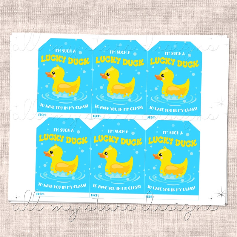 PRINTABLE I'm Such a LUCKY DUCK to Have You in My Class! Tag | Instant ...
