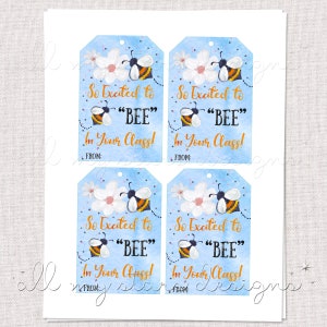 PRINTABLE so Excited to BEE in Your Class! Tag| Instant Download ...