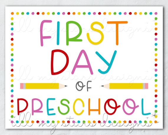 PRINTABLE First Day of Preschool Sign Instant Download | Etsy