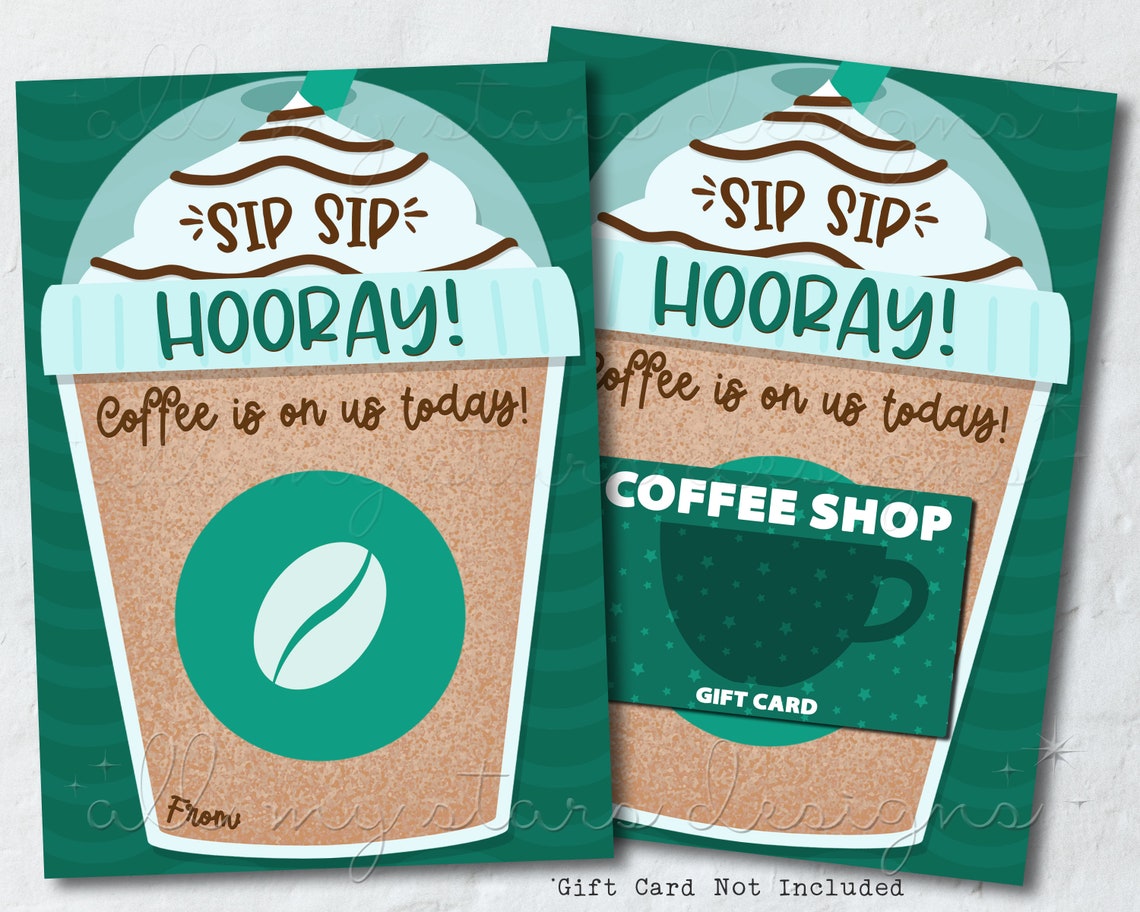 PRINTABLE Sip Sip Hooray Coffee is on Us Today Coffee Shop - Etsy