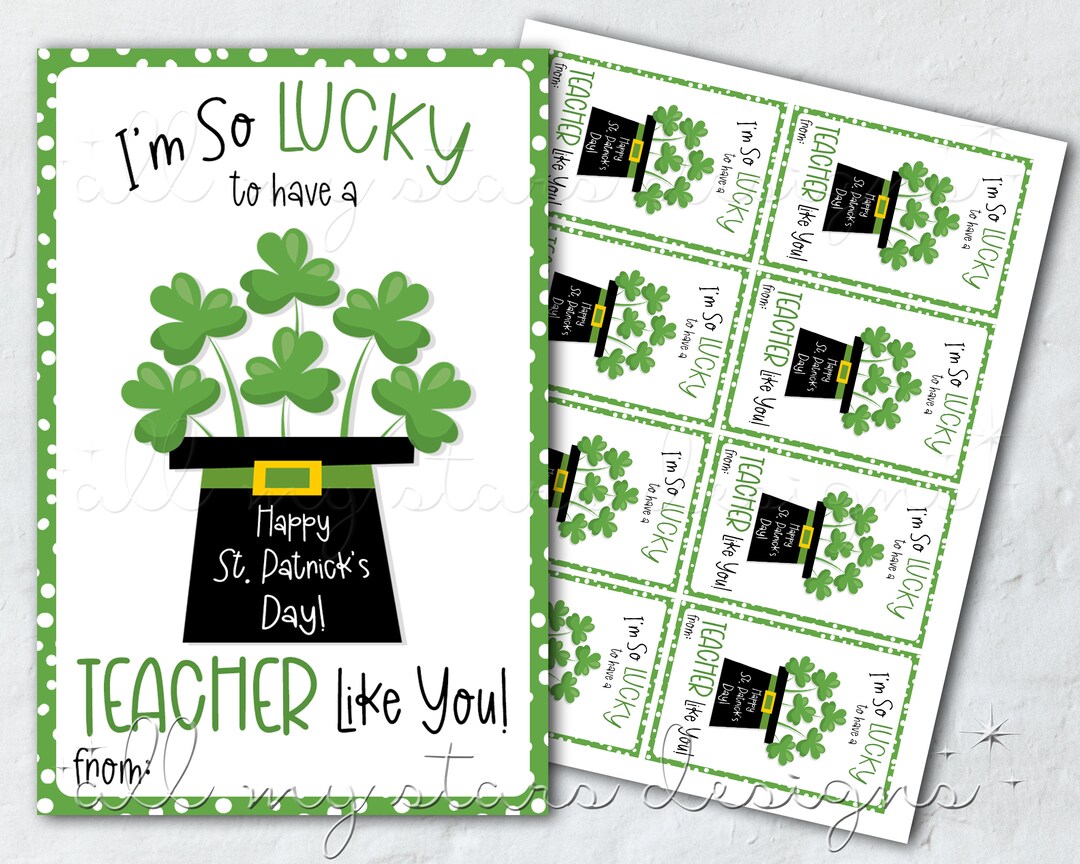 PRINTABLE I'm so LUCKY to Have a TEACHER Like You! Tag | Instant ...