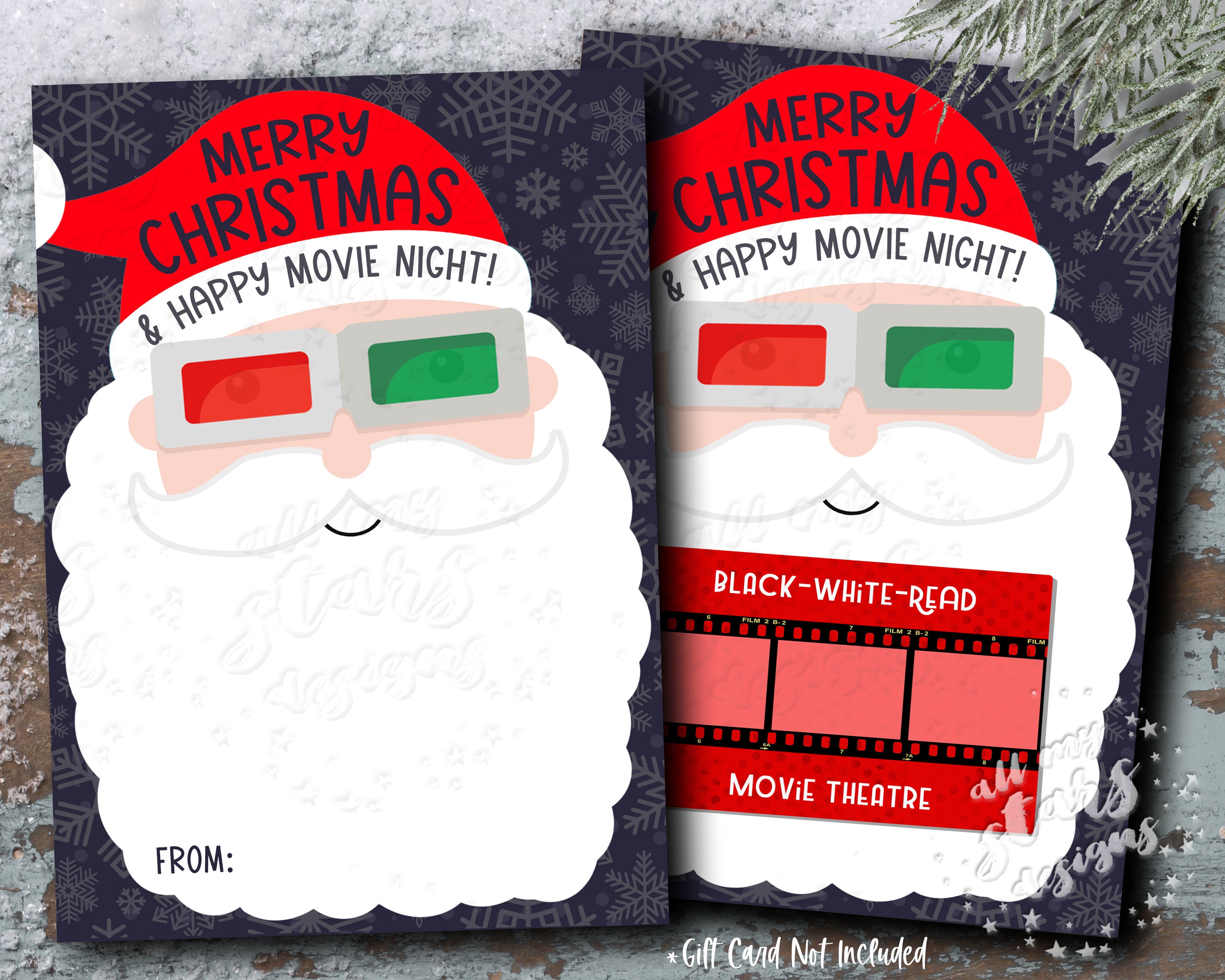 PRINTABLE Merry Christmas & Happy Movie Night! Gift Card Holder ...