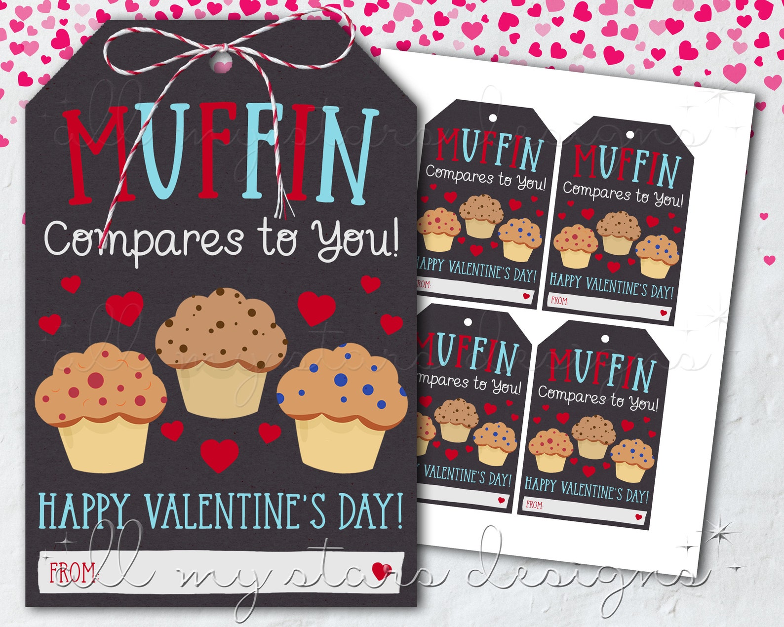 PRINTABLE MUFFIN Compares to You Happy Valentine's Day - Etsy