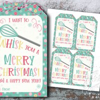 PDF Printable- We Whisk You A Merry Kissmas Gift Tags, Whisk Kissmas ...