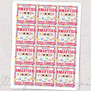 PRINTABLE You're Such a SMARTIE! Have a Great Summer! Tag | Instant ...