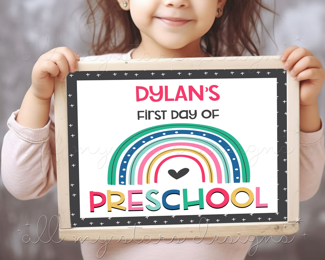 First Day of Preschool Sign | Instant Download | Editable PDF | Cute ...