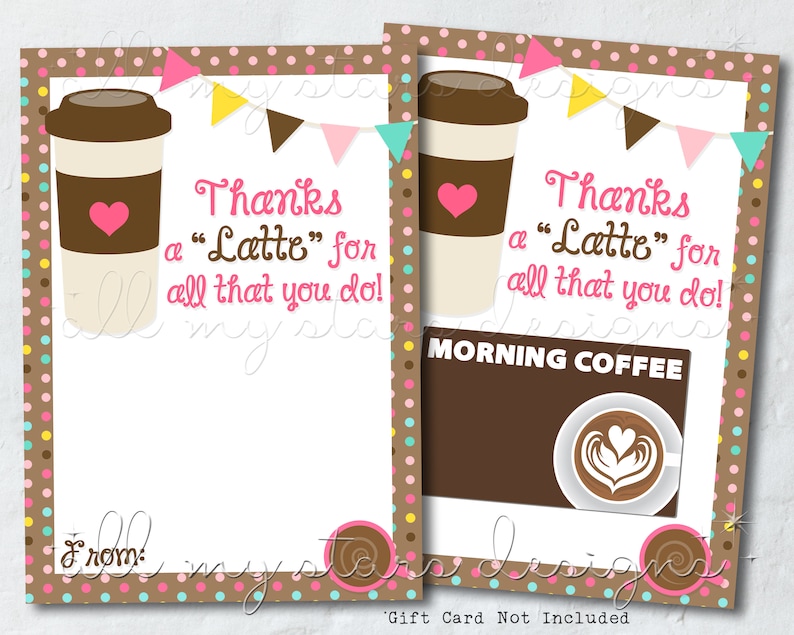 PRINTABLE Thanks a LATTE for All That You Do Gift Card Holder - Etsy