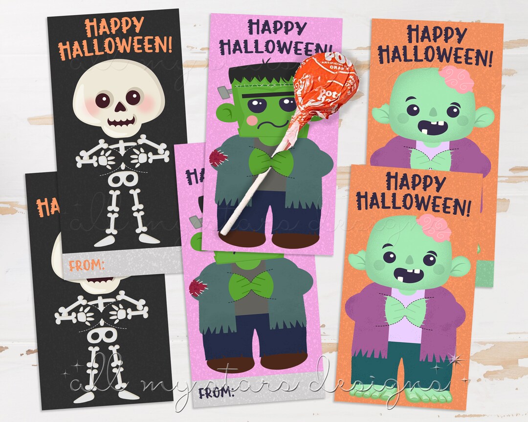PRINTABLE Halloween Monster Lollipop Holder Cards - Set of 3 | Instant ...