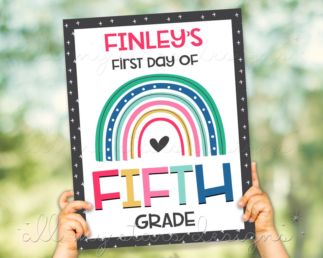 First Day of Fifth Grade Sign | Instant Download | Editable PDF | Cute ...