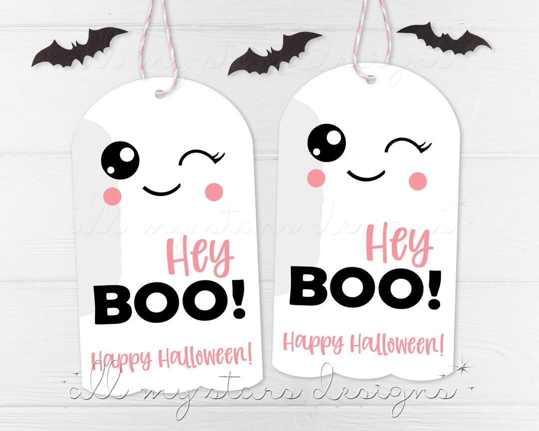PRINTABLE Hey BOO! Happy Halloween! Cute Ghost Gift Tag | Instant ...