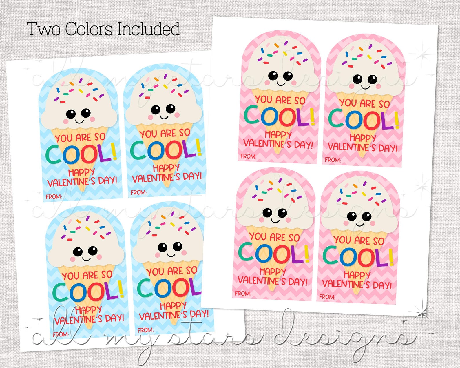 PRINTABLE You Are so COOL! Happy Valentine's Day! Ice Cream Tag ...