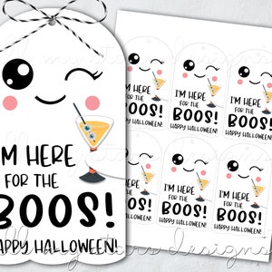 PRINTABLE I'm Here for the BOOS! Happy Halloween! Cute Ghost Cocktail ...