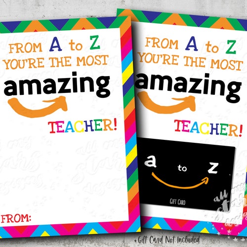 PRINTABLE Amazon Gift Card Holder Teacher Thank You Teacher - Etsy