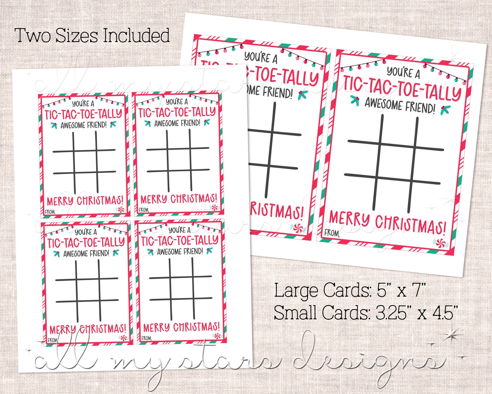 PRINTABLE You're a Tic-tac-toe-tally Awesome Friend! Merry Christmas ...
