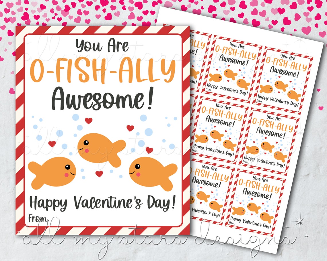 PRINTABLE You Are O-FISH-ALLY Awesome Happy Valentine's | Etsy