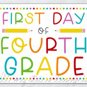 PRINTABLE First Day of Fourth Grade Sign | Instant Download | Colorful ...