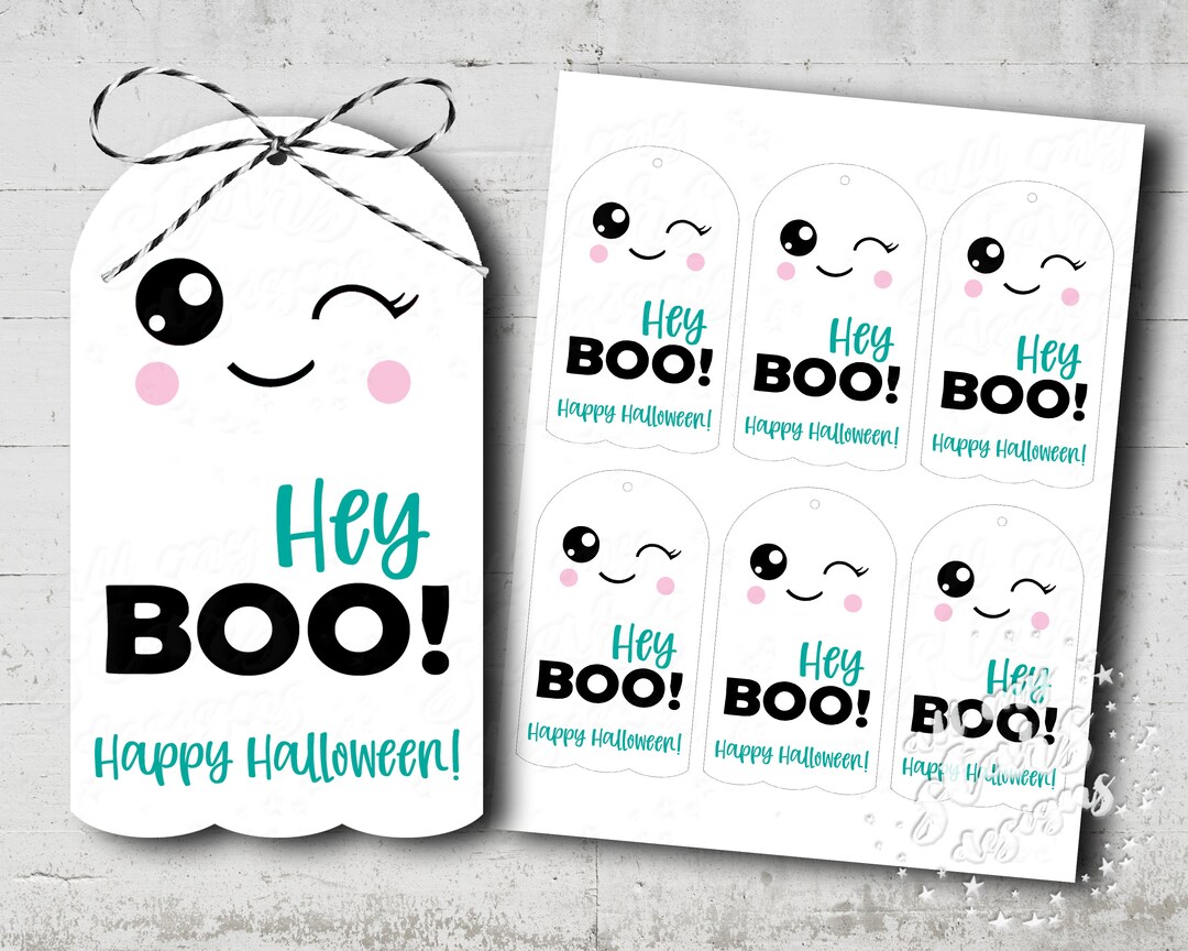 PRINTABLE Hey BOO! Happy Halloween! Cute Ghost Gift Tag | Instant ...