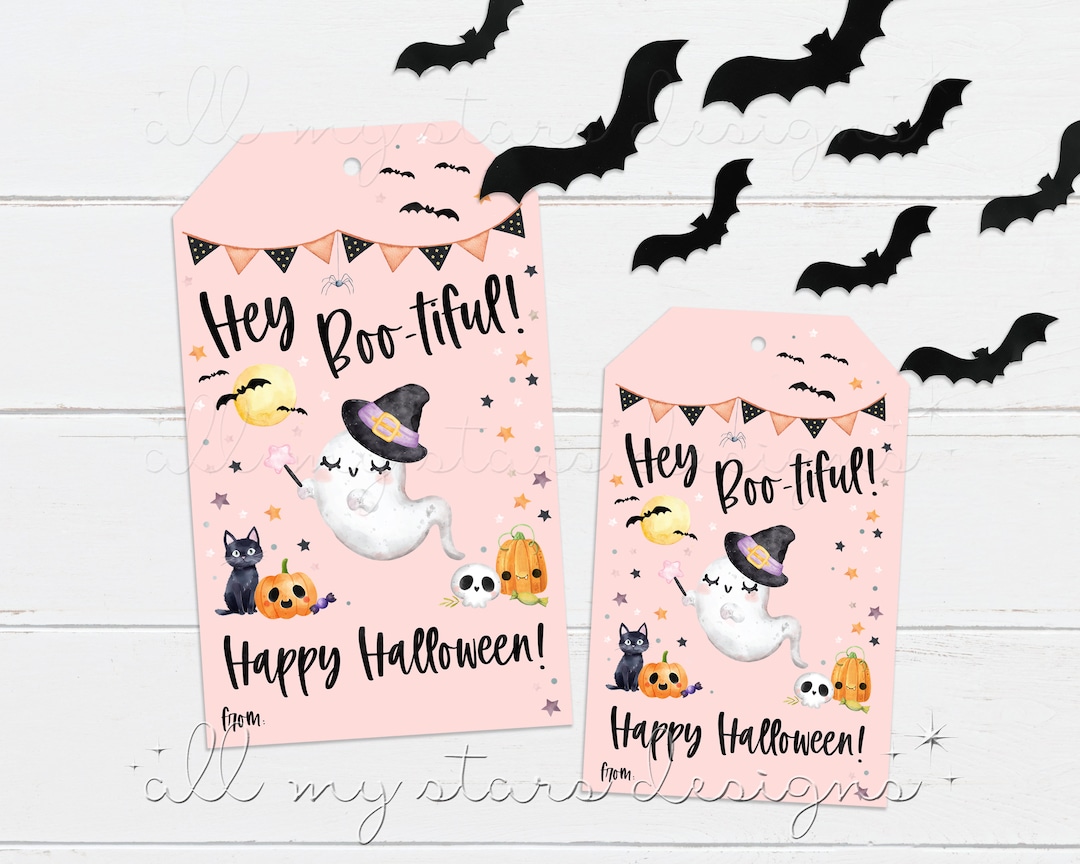 PRINTABLE Hey BOO-TIFUL! Happy Halloween! Cute Ghost Gift Tag | Instant ...