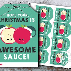 PRINTABLE I Hope Your Christmas is Awesome-sauce! Applesauce Pouch Gift ...