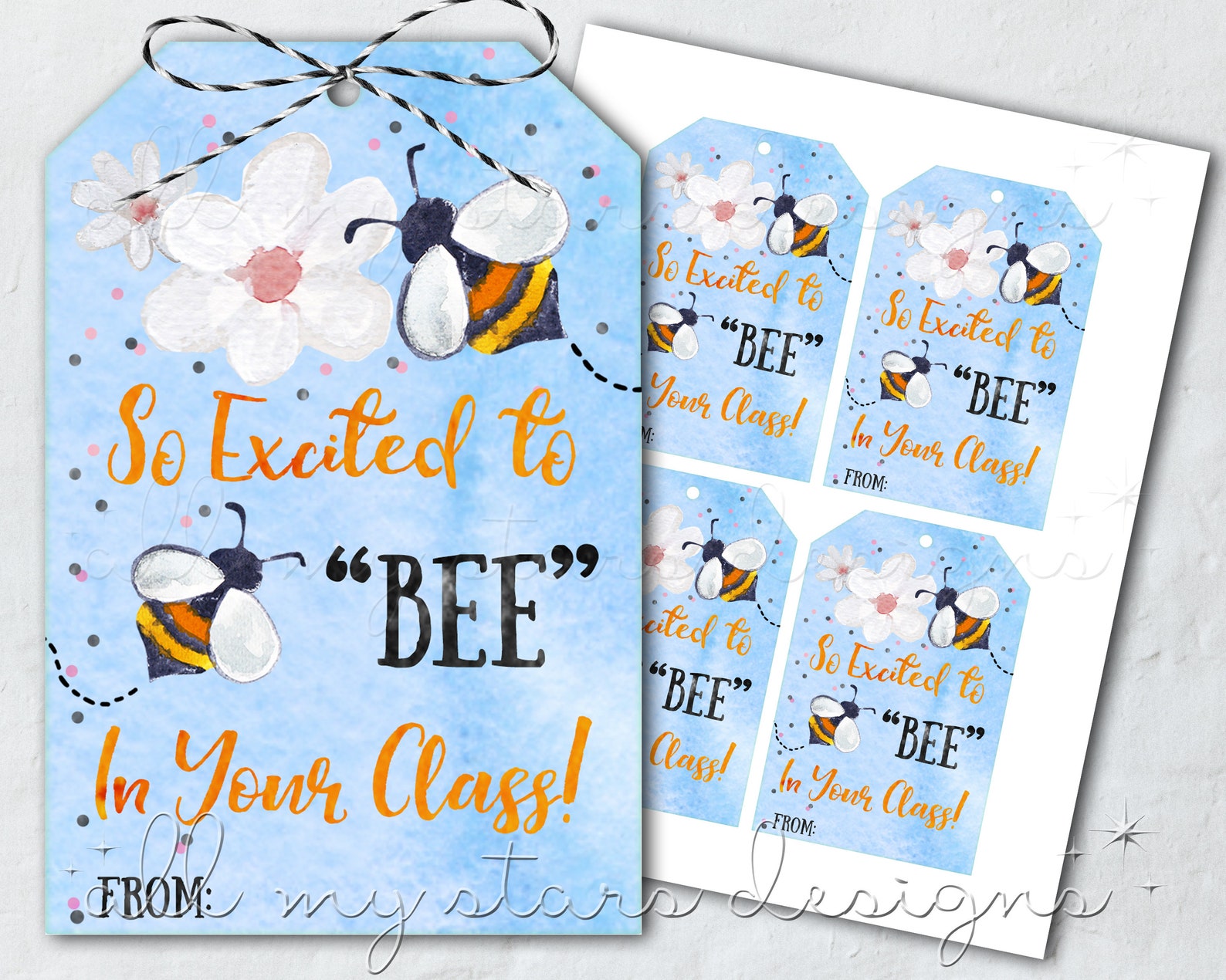 PRINTABLE so Excited to BEE in Your Class Tag Instant - Etsy