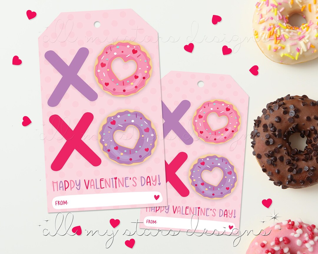 PRINTABLE XOXO Happy Valentine's Day! Donut Tag | Instant Download ...