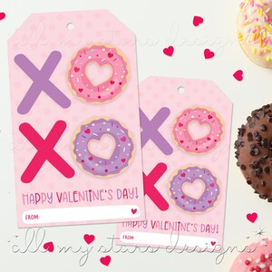PRINTABLE XOXO Happy Valentine's Day! Donut Tag | Instant Download ...