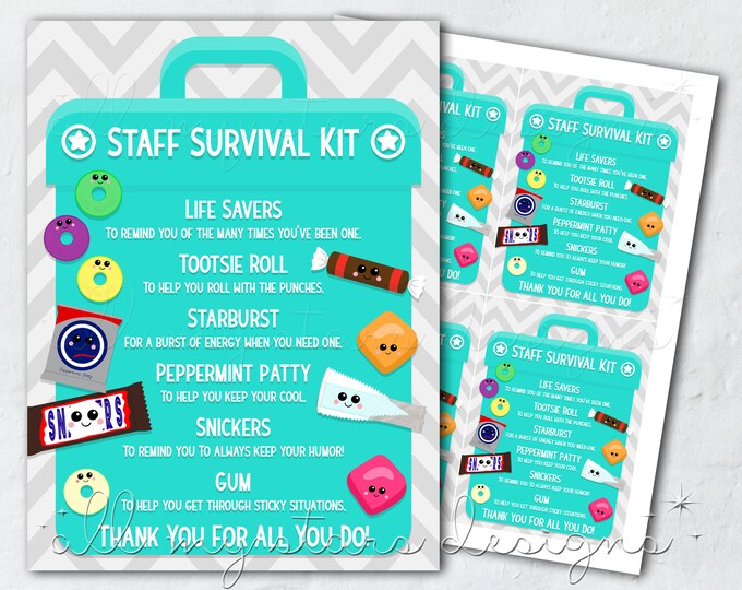 PRINTABLE Staff Survival Kit Tag Instant Download Staff - Etsy