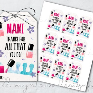 PRINTABLE MANI Thanks for All That You Do! Nail Polish Tag | Instant ...