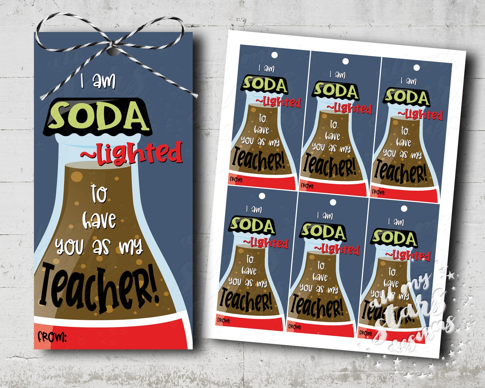 PRINTABLE I Am Soda-lighted to Have You as My Teacher Tag - Etsy