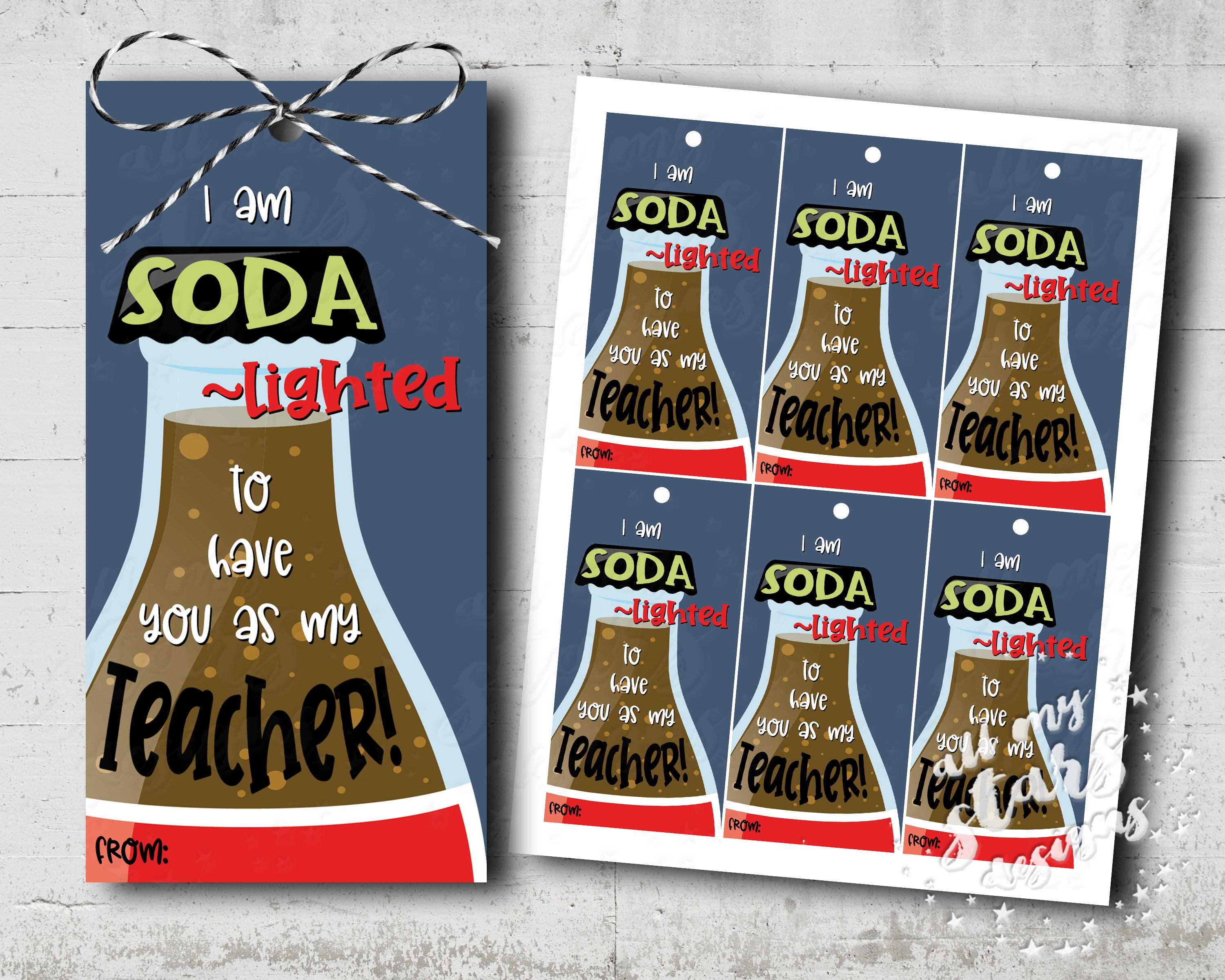 PRINTABLE I Am Soda-lighted to Have You as My Teacher Tag - Etsy UK