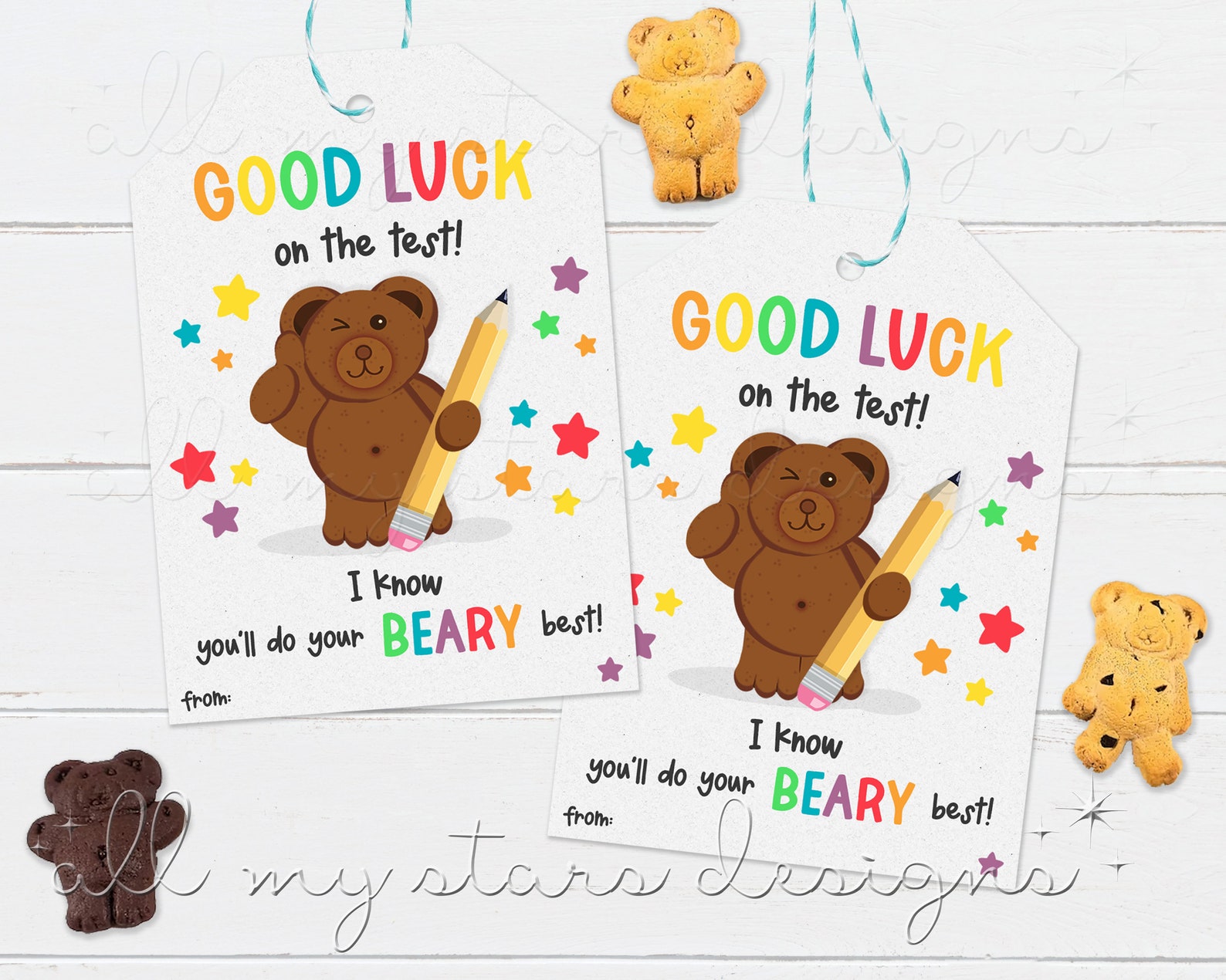 PRINTABLE Good Luck on the Test! I Know You'll Do Your BEARY Best! Tag ...