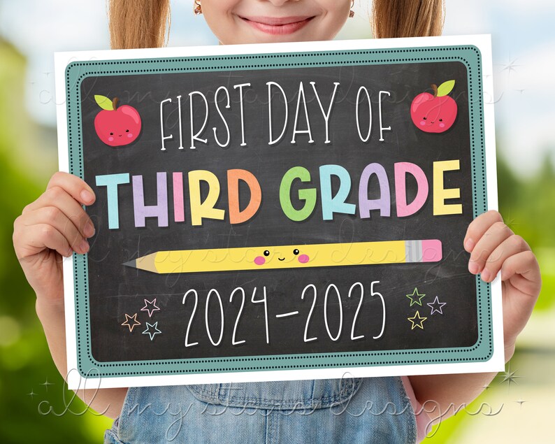 IMPRIMIBLE Primer día de tercer grado 2024-2025 Foto de letrero ...