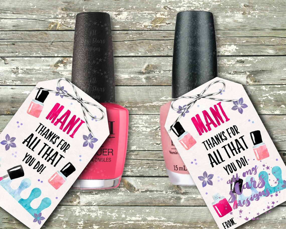 PRINTABLE MANI Thanks for All That You Do! Nail Polish Tag | Instant ...