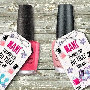 PRINTABLE MANI Thanks for All That You Do! Nail Polish Tag | Instant ...