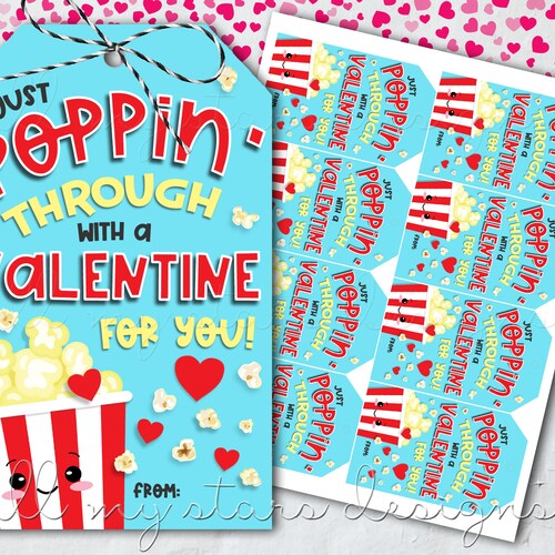 PRINTABLE Just POPPIN' Through With a Valentine for You - Etsy