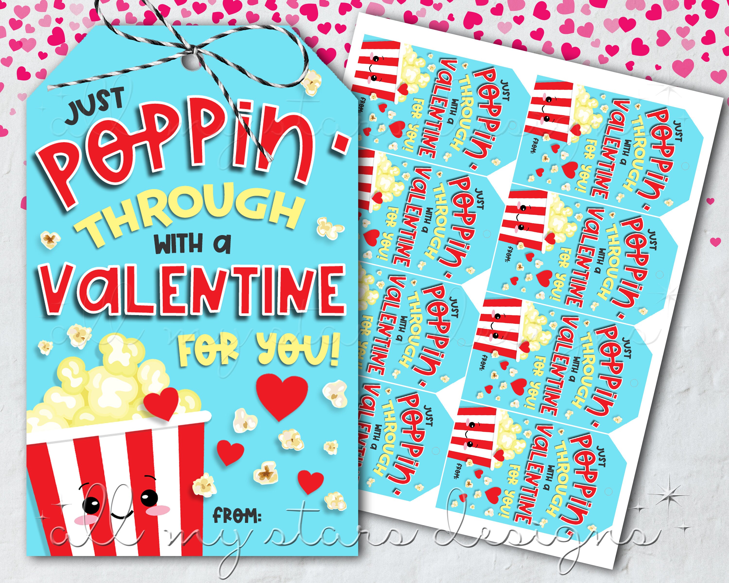 PRINTABLE Just POPPIN' Through With a Valentine for You - Etsy