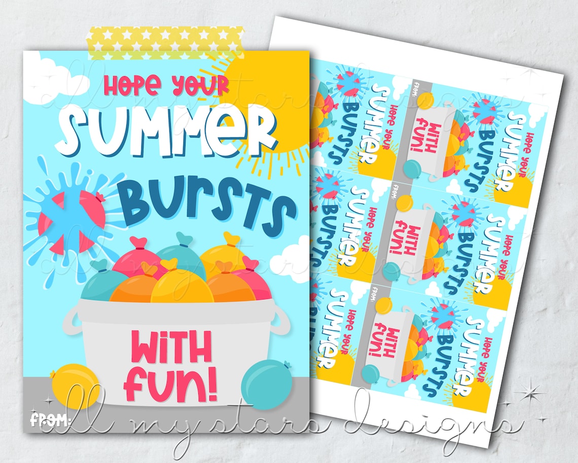 PRINTABLE Hope Your Summer BURSTS With Fun Water Balloon Tag - Etsy