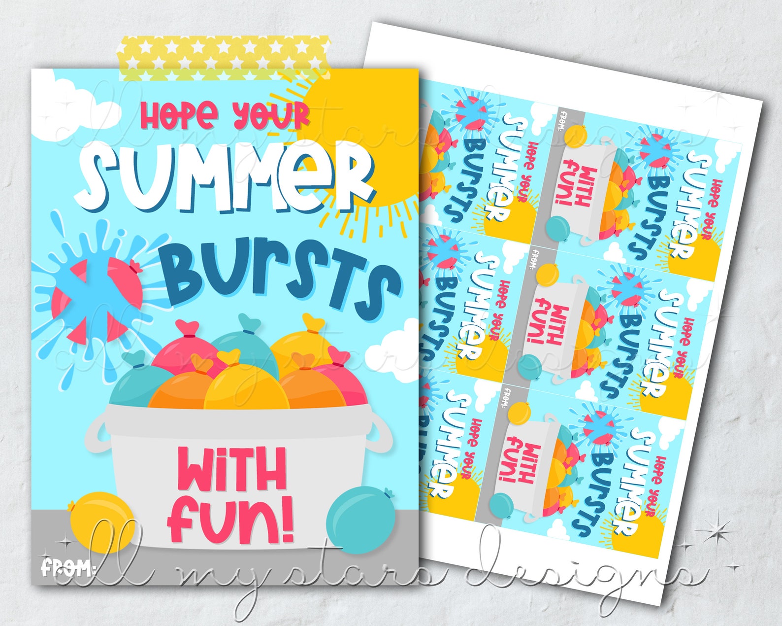 PRINTABLE Hope Your Summer BURSTS With Fun Water Balloon Tag - Etsy