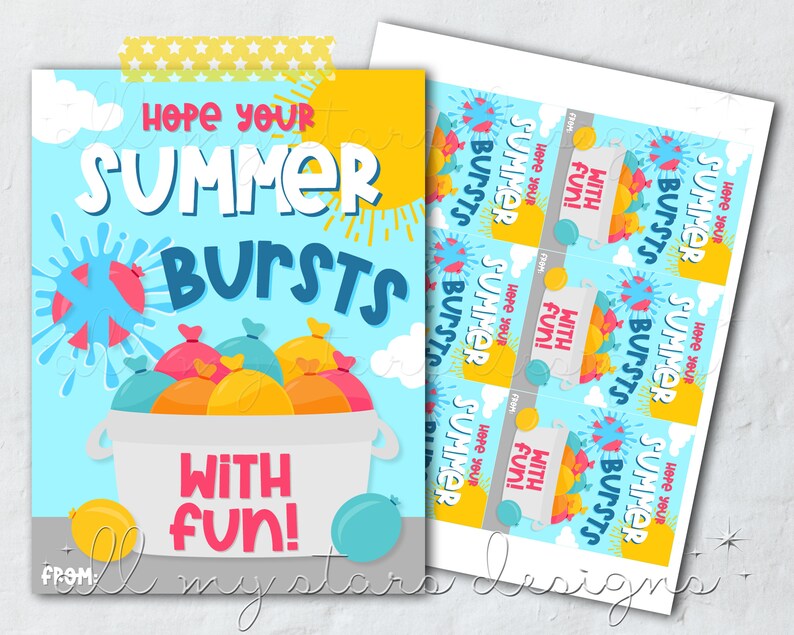 PRINTABLE Hope Your Summer BURSTS With Fun Water Balloon Tag - Etsy