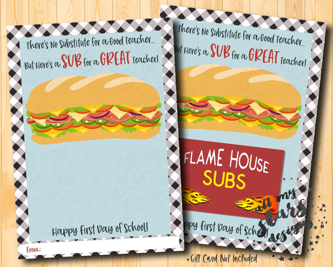 PRINTABLE Here's a SUB for a GREAT Teacher Happy First | Etsy