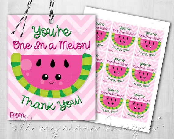 PRINTABLE You're One in a MELON Thank You Watermelon - Etsy