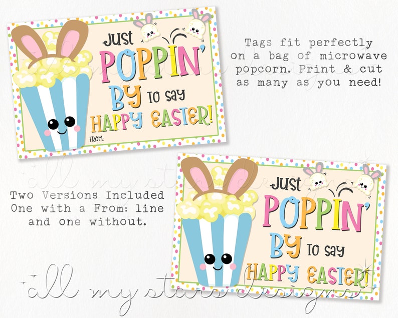 PRINTABLE Just POPPIN' BY to Say Happy Easter Microwave | Etsy
