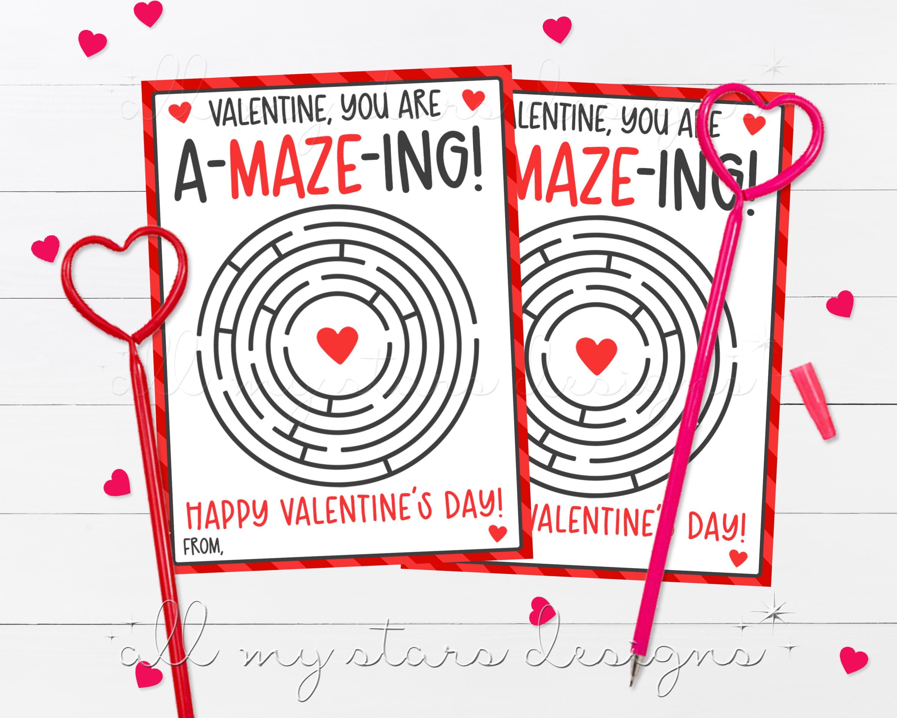 PRINTABLE Valentine, You Are A-maze-ing! Happy Valentine's Day! Game ...