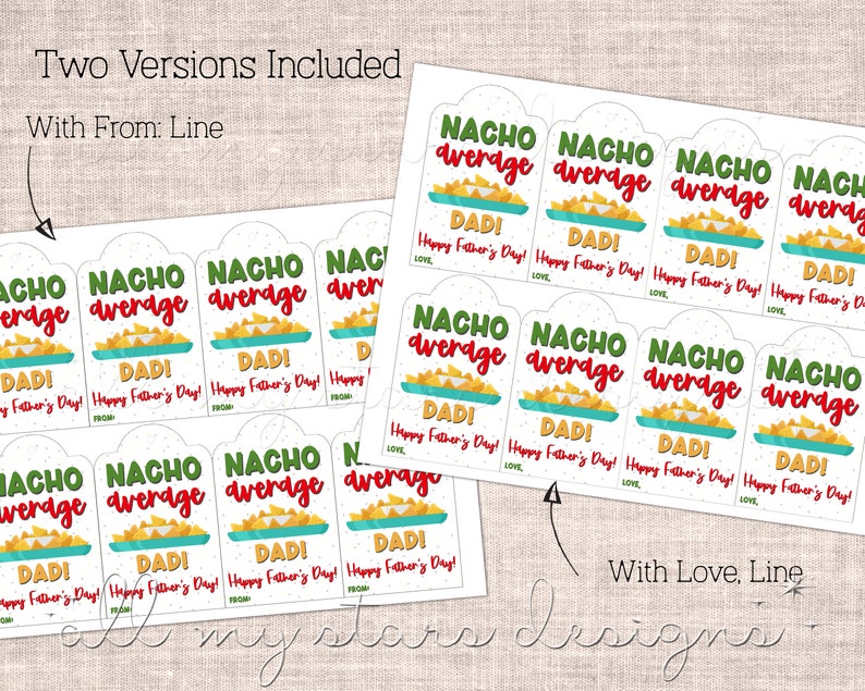 PRINTABLE NACHO Average Dad! Happy Father's Day! Tag | Instant Download ...