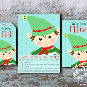 PRINTABLE You've Been Elfed! Cute Elf Tag and Sign Gift Set | Instant ...