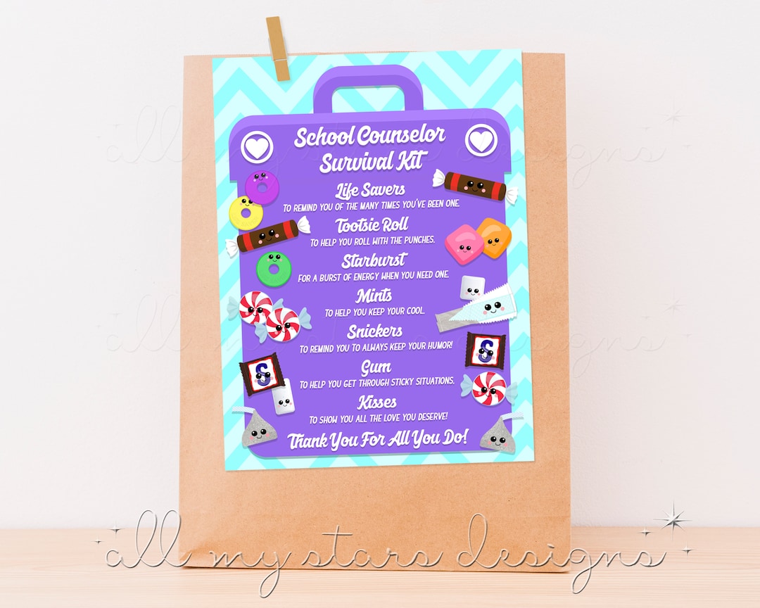 PRINTABLE School Counselor Survival Kit Tag | Instant Download ...