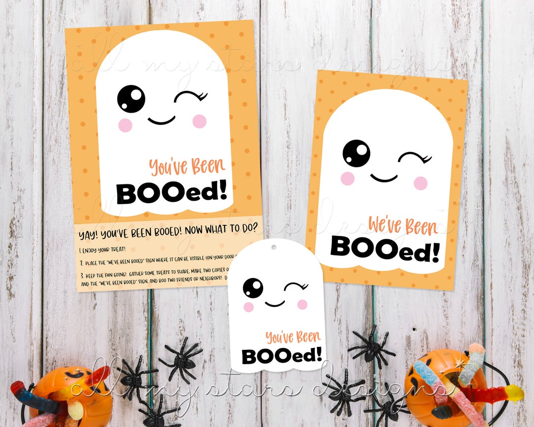 PRINTABLE You've Been Booed! Cute Ghost Tag and Sign Set | Instant ...