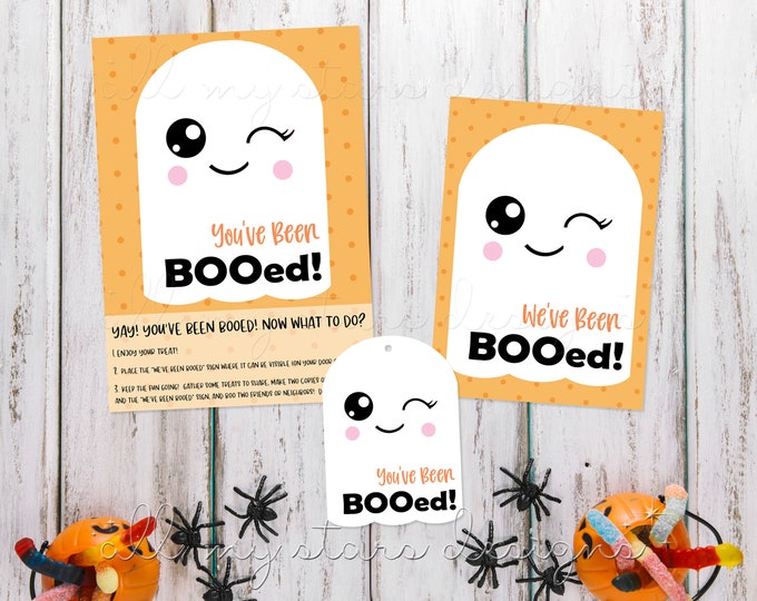PRINTABLE You've Been Booed! Happy Halloween! Cute Ghost Gift Tag ...