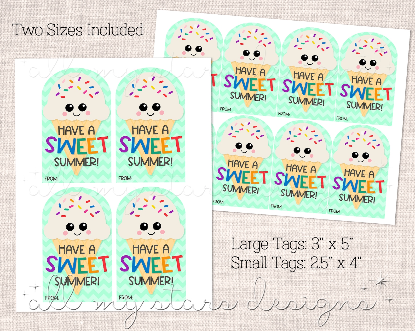 PRINTABLE Have a SWEET Summer! Ice Cream Tag | Instant Download | Ice ...