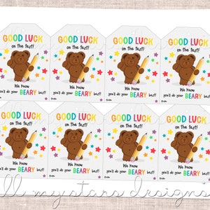 PRINTABLE Good Luck on the Test! We Know You'll Do Your BEARY Best! Tag ...